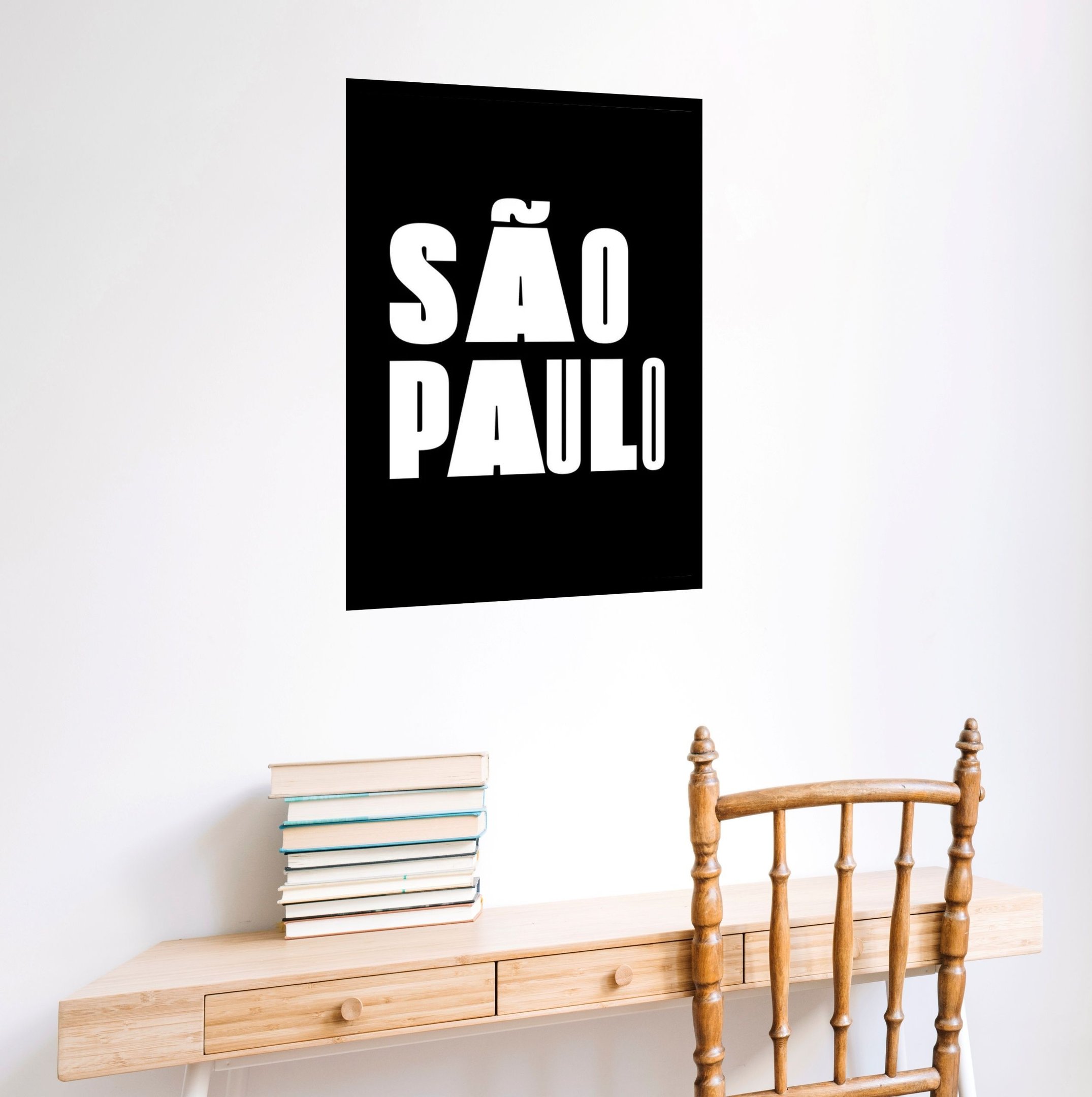 Quadro Decorativo Lettering São Paulo - 70x50cm:moldura Branca ...