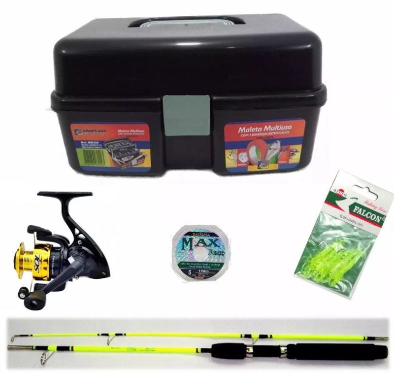 Kit Pesca Maleta Vara Molinete Isca Linha Completo | MadeiraMadeira