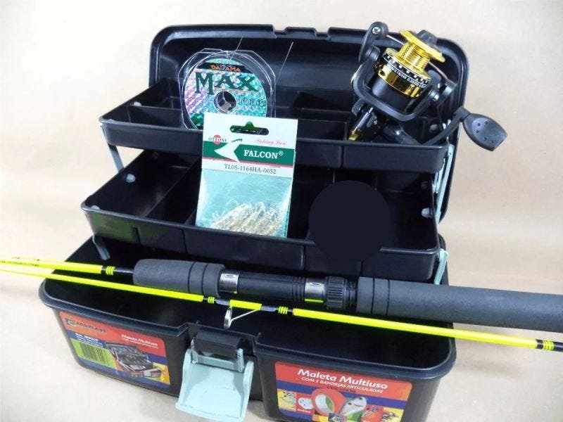 Kit Pesca Maleta Vara Molinete Isca Linha Completo | MadeiraMadeira
