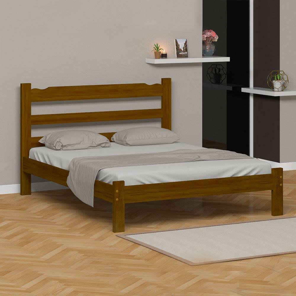 Cama Queen Em Madeira Maciça Imbuia Nemargi | MadeiraMadeira