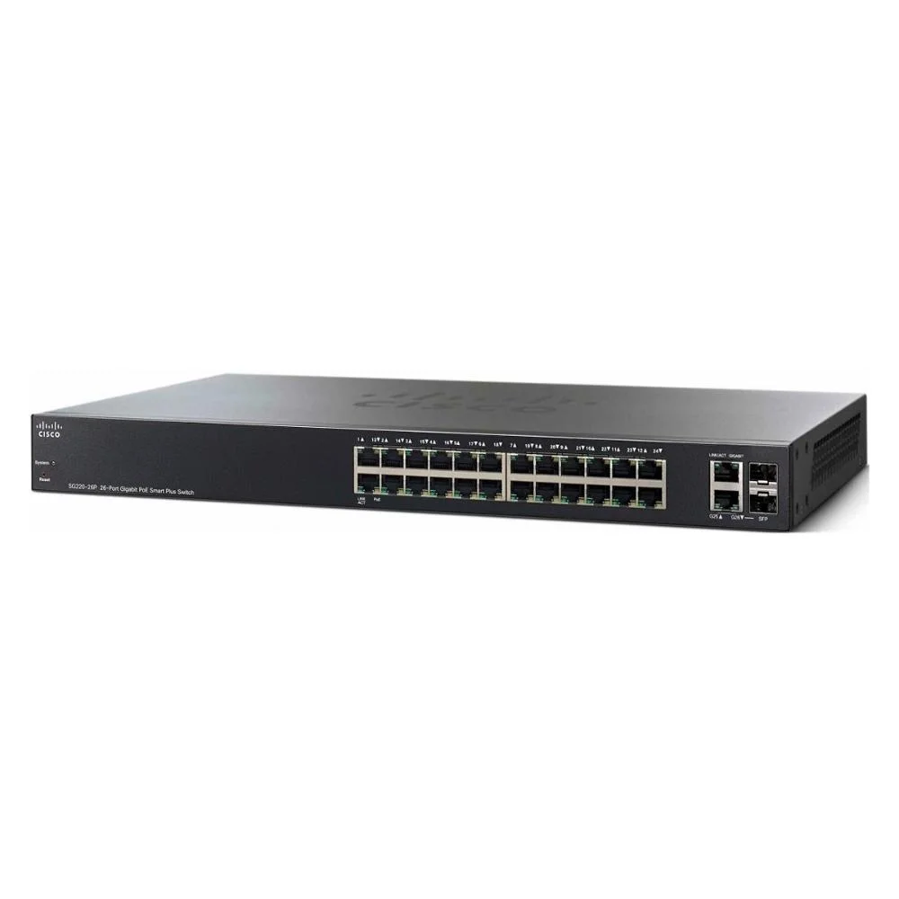 Switch 24 portas Cisco SG220-26P-K9 - Gerenciável - PoE - 24 portas ...