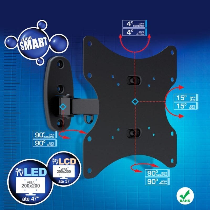 Suporte Articulado para TV 17” a 32”Led Até 47" - Ft-2218S - Fixatek | MadeiraMadeira