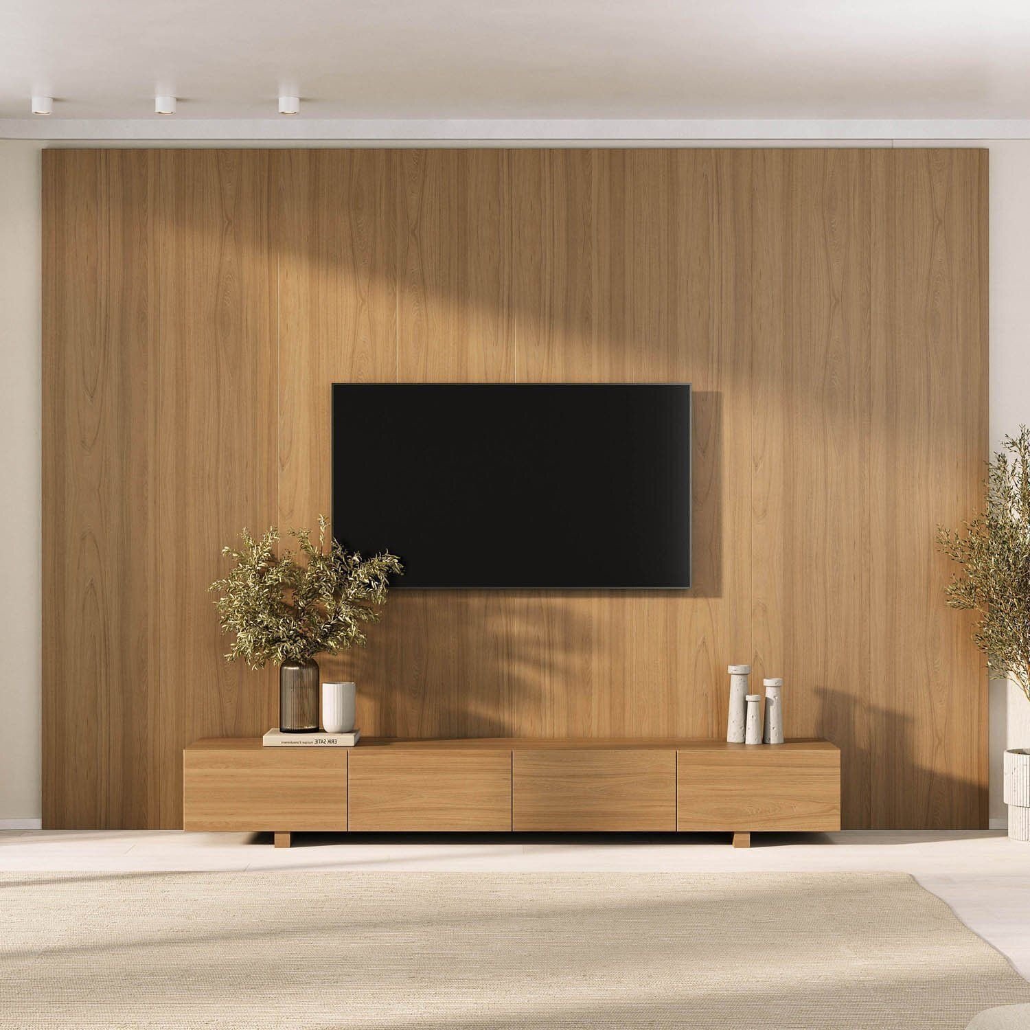 Rack com Painel para TV até 86 Polegadas 320cmx250cm Liso Aruá CabeCasa ...