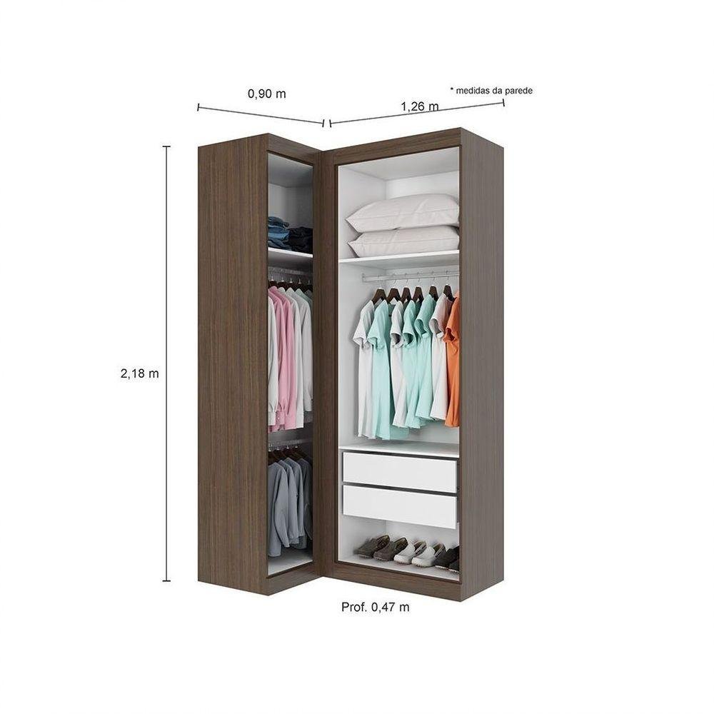 Closet De Canto 3 Portas 2 Gavetas Star Amêndoa Com Off White ...