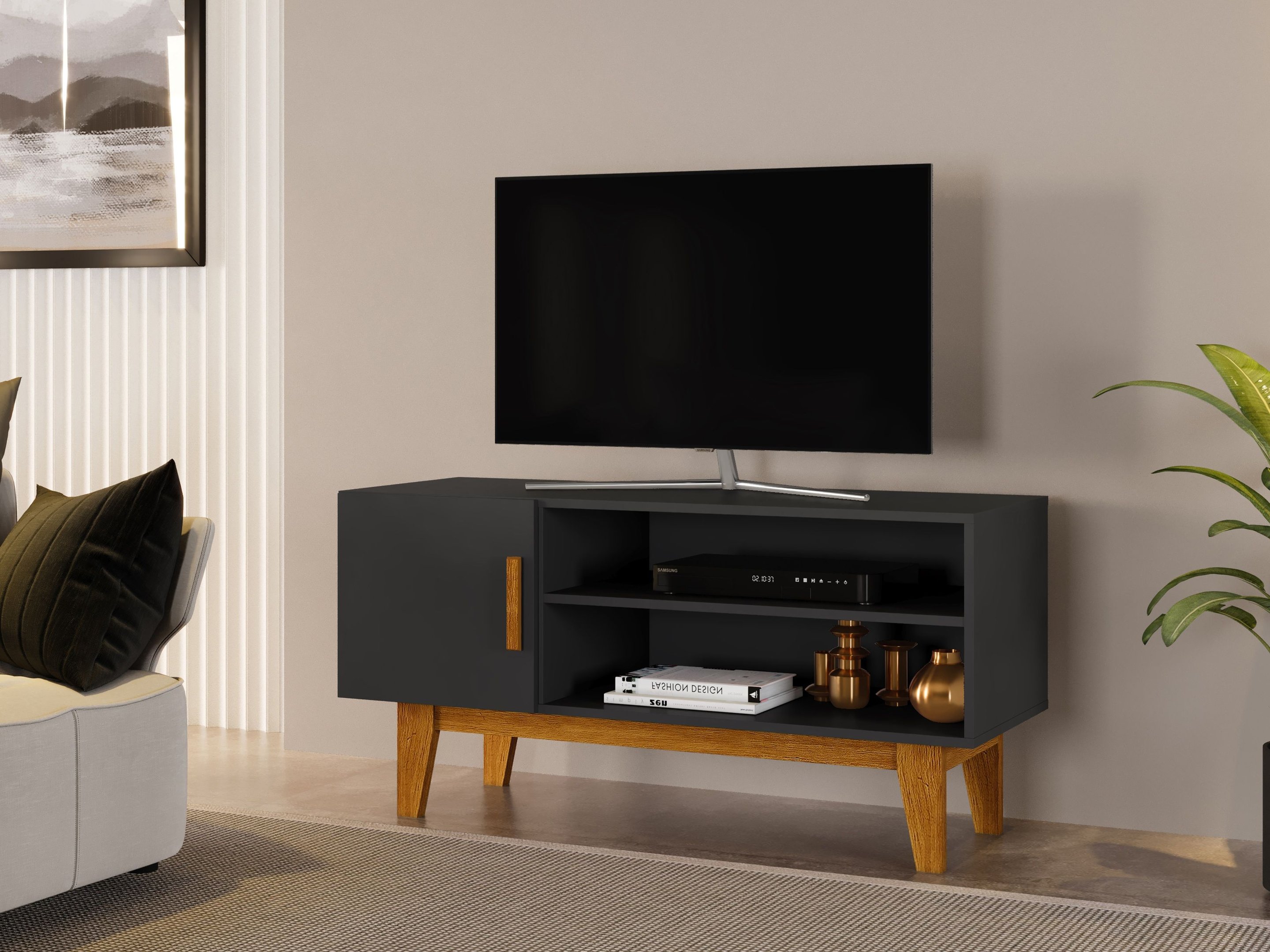Rack para Tv – Elegância e Funcionalidade Design Moderno:preto ...