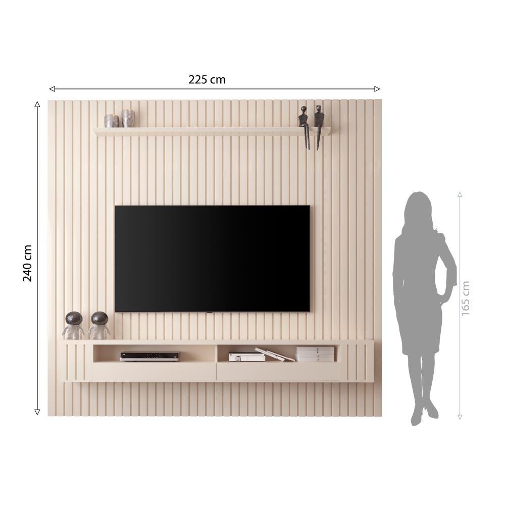 Painel Ripado para TV Até 75 Polegadas Intense com Nicho 225cm Cor:Off ...