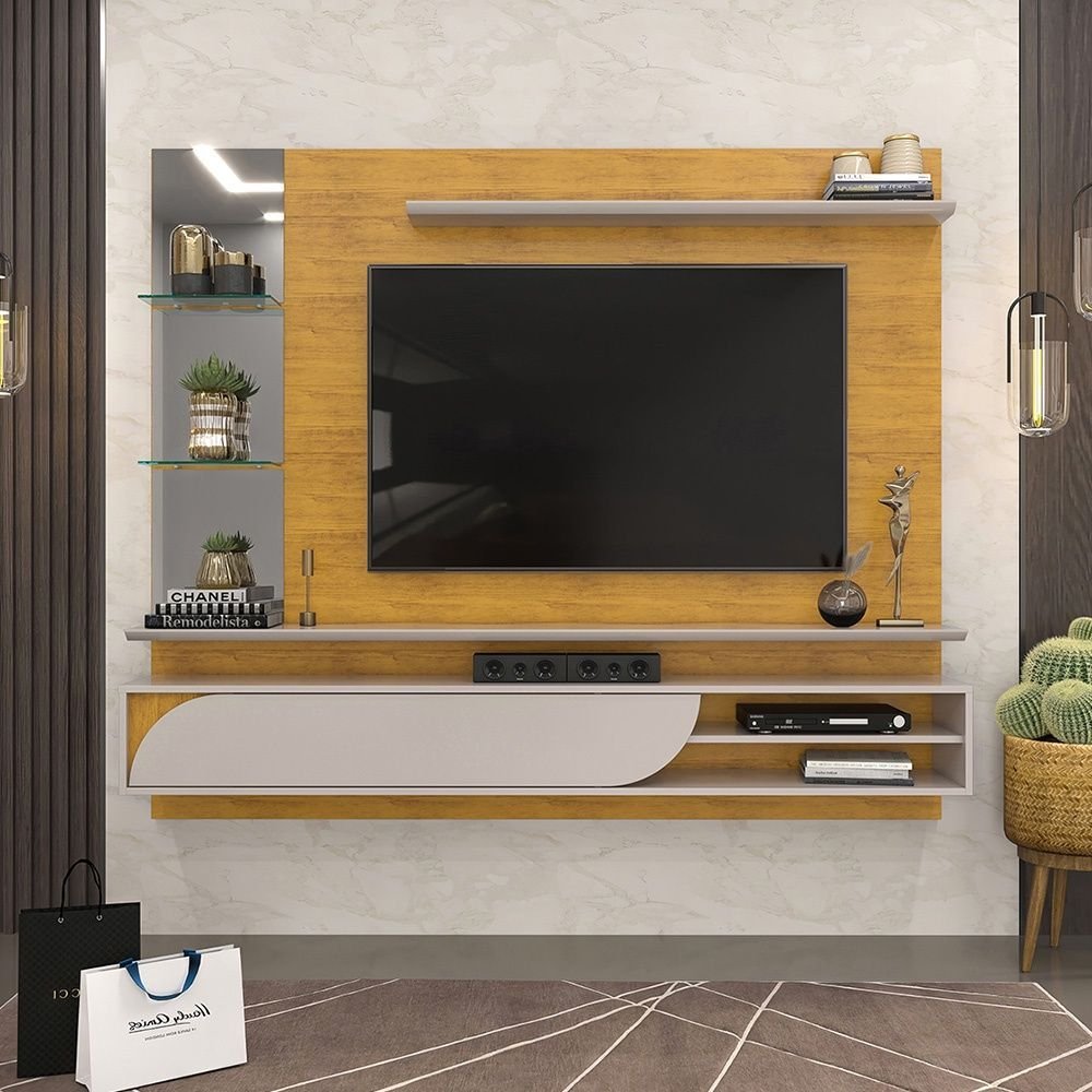 Painel para Tv até 60 Polegadas com Espelho Ravi Cedro Bali Dj Móveis ...