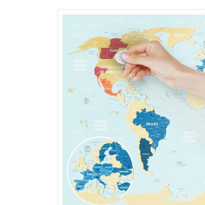 Mapa Mundi Raspadinha - Azul Claro | MadeiraMadeira