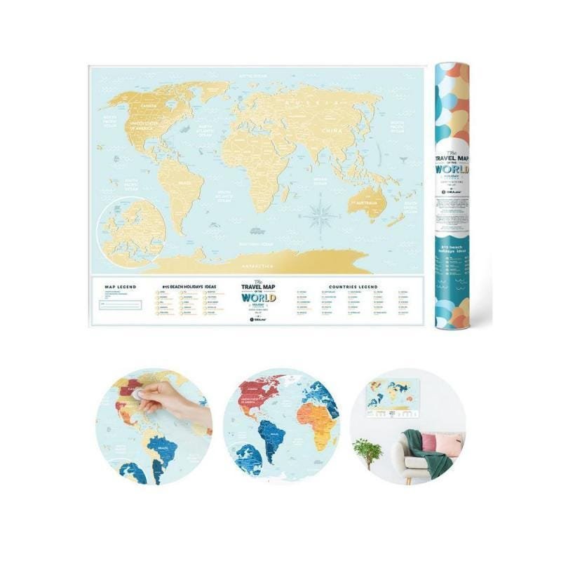 Mapa Mundi Raspadinha - Azul Claro | MadeiraMadeira