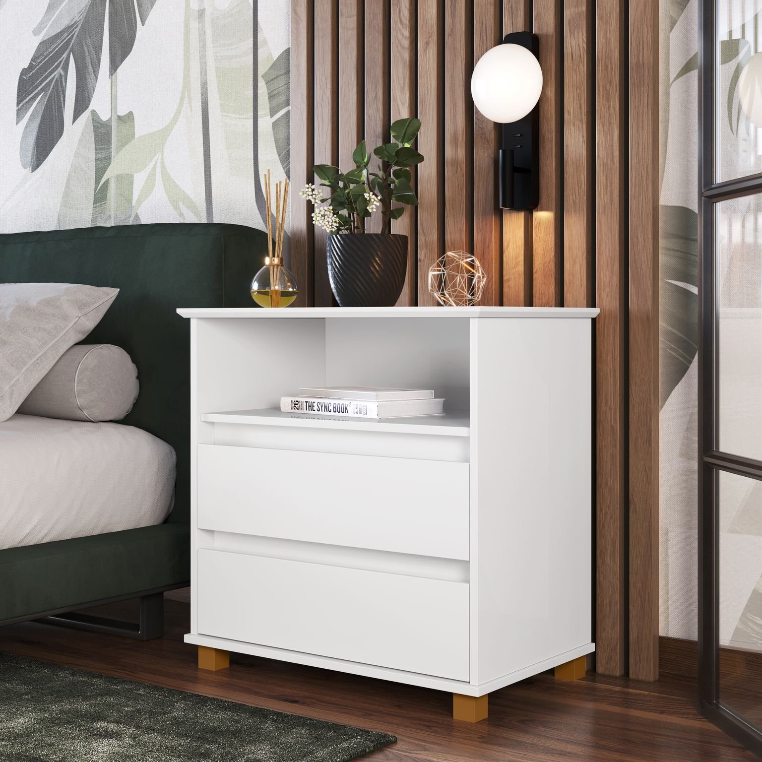 Mini Cômoda Cabeceira Bombe Premier 2 Gavetas:branco | MadeiraMadeira