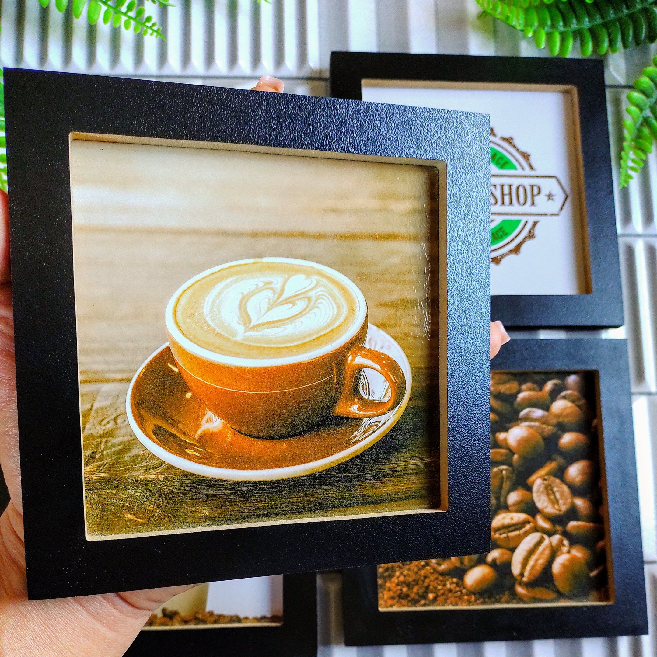 4 Quadros Decorativos Café Coffee Shop Cozinha Copa MDF 15cm:Preto ...