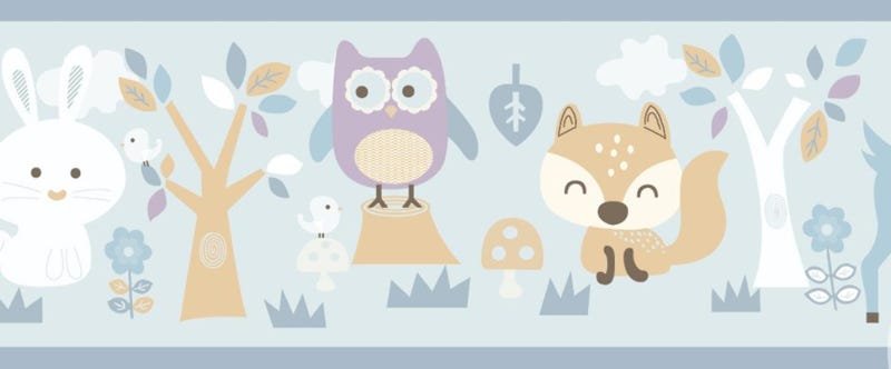 Faixa de Papel de Parede Baby Charmed Azul Animais | MadeiraMadeira