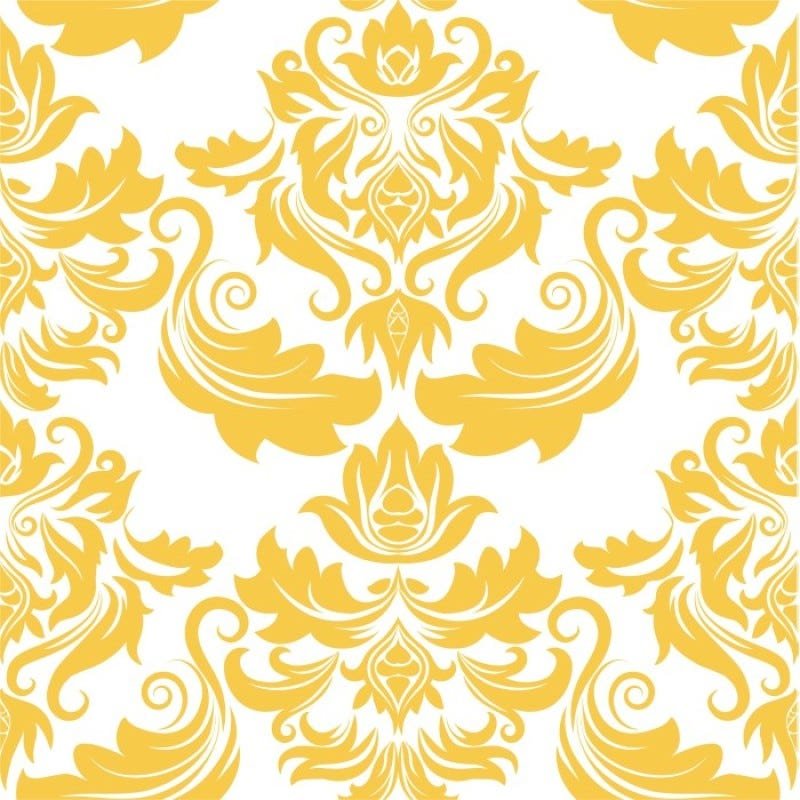 Papel de Parede Adesivo lavável Arabesco Amarelo autocolante ...