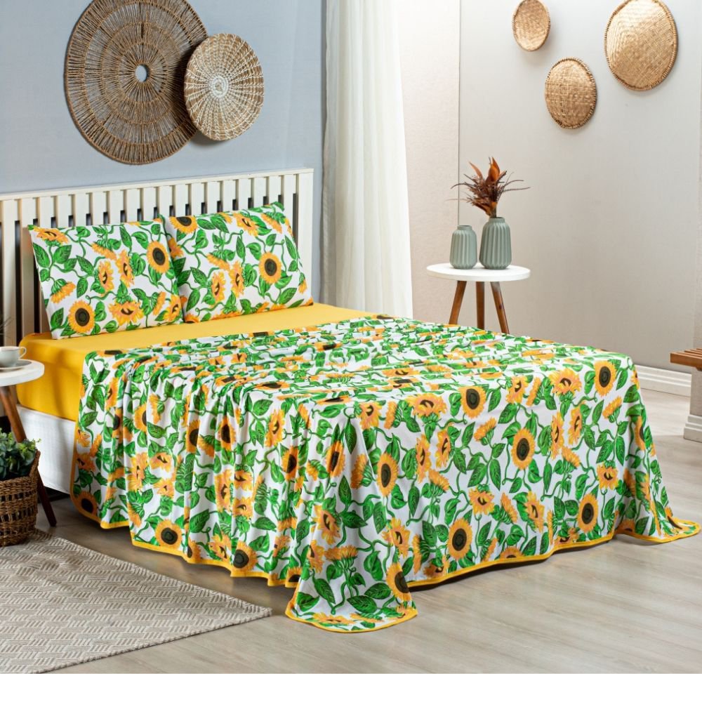 Jogo de Lençol Cama Solteiro 100% Algodão Malha Penteada 3 peças ...