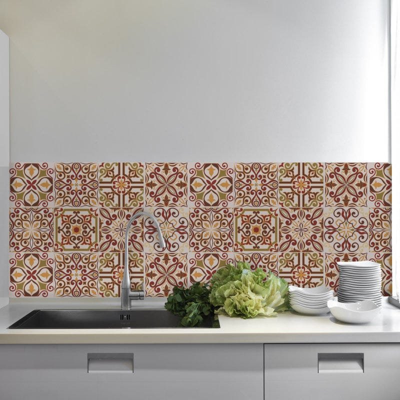 Adesivo de Azulejo Barroco Cozinha 10 x 10cm 100 unidades | MadeiraMadeira