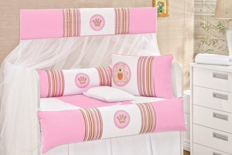 Kit Berço Coroa Baby Menina 10 Peças Cor Rosa | MadeiraMadeira