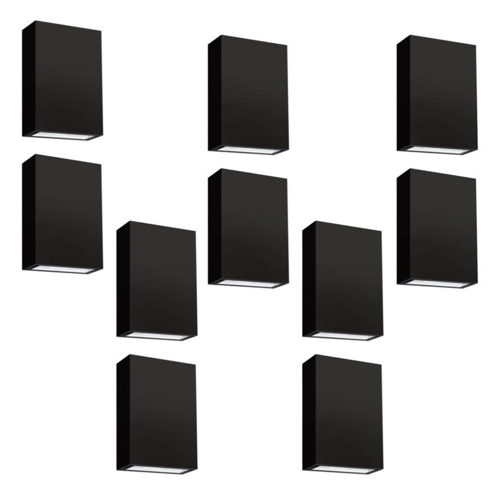 Kit 10 Luminárias Arandela Box 9 Fachos Ip65 4W 3000K Preto | MadeiraMadeira