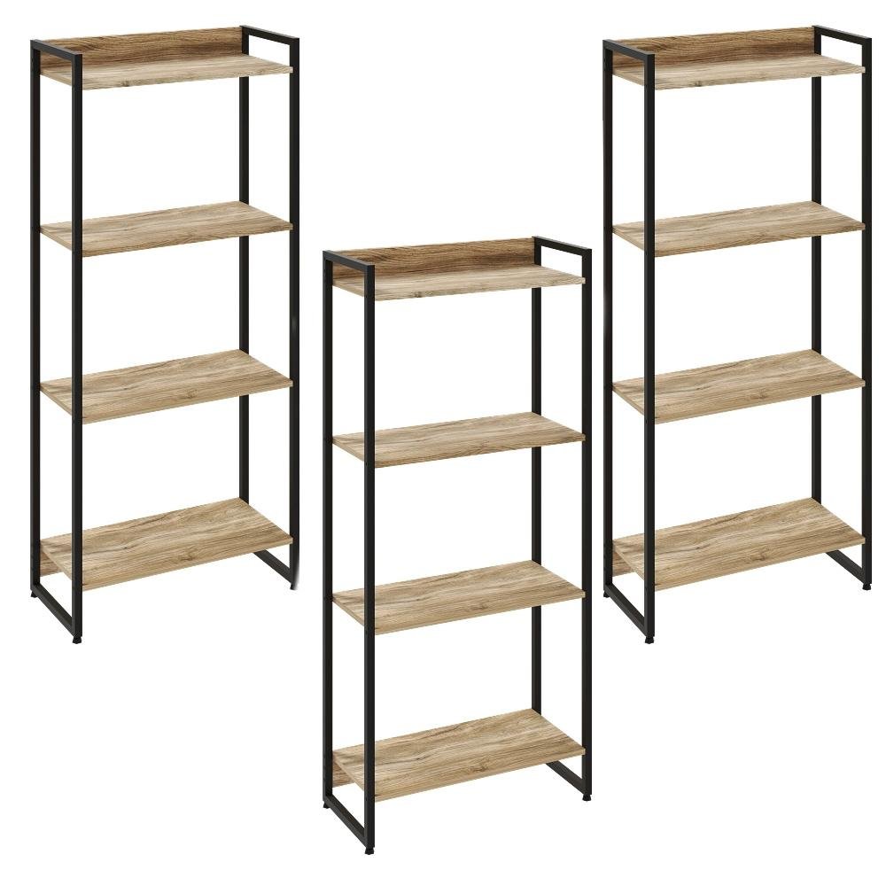 Kit 3 Estantes Multiuso Escritório Industrial 4 Prateleiras Areta ...