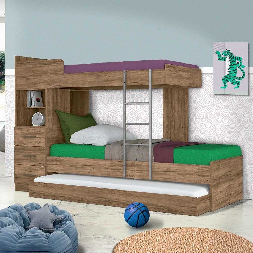 Cama Treliche Com 3 Gavetas Atacama Plus Santos Andirá | MadeiraMadeira