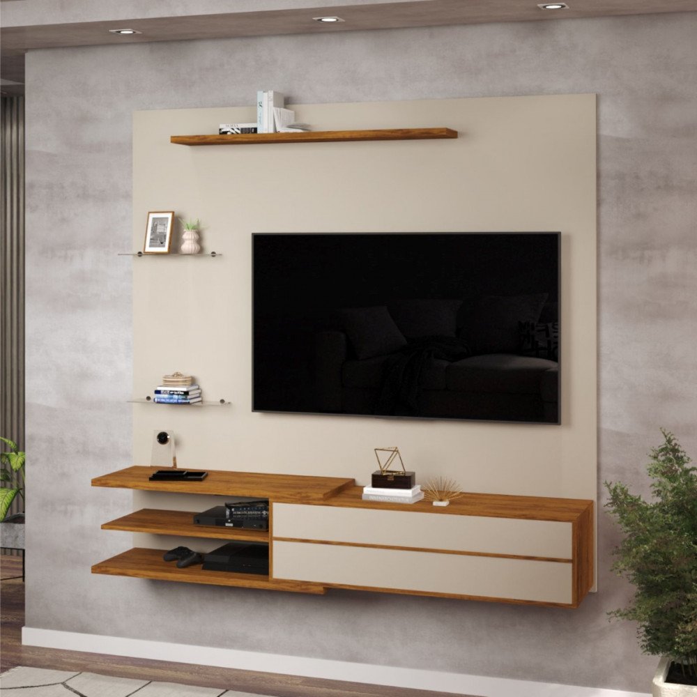 Painel Para TV Até 60 Polegadas Magnum Salini Off White Imbuia Viero ...