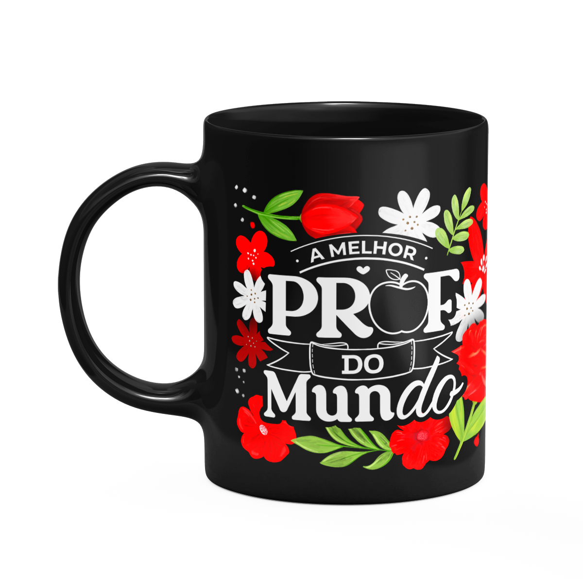 Caneca da Professora - a Melhor Prof do Mundo - Preta Apl2 | MadeiraMadeira
