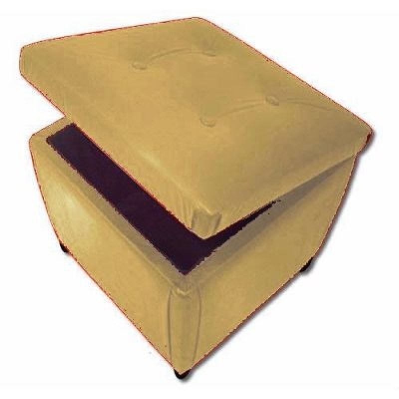 Puff Baú Individual Quadrado 46x46cm Courino | MadeiraMadeira