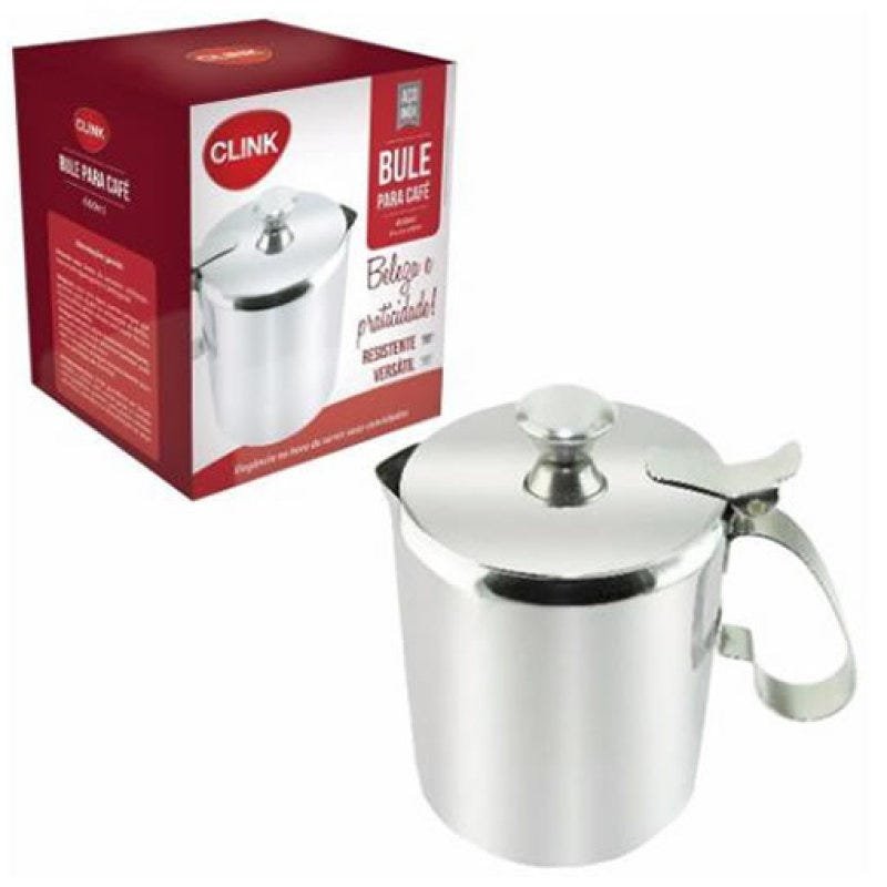 Bule Inox Prata Para Café 600ml Design Compacto - Clink | MadeiraMadeira
