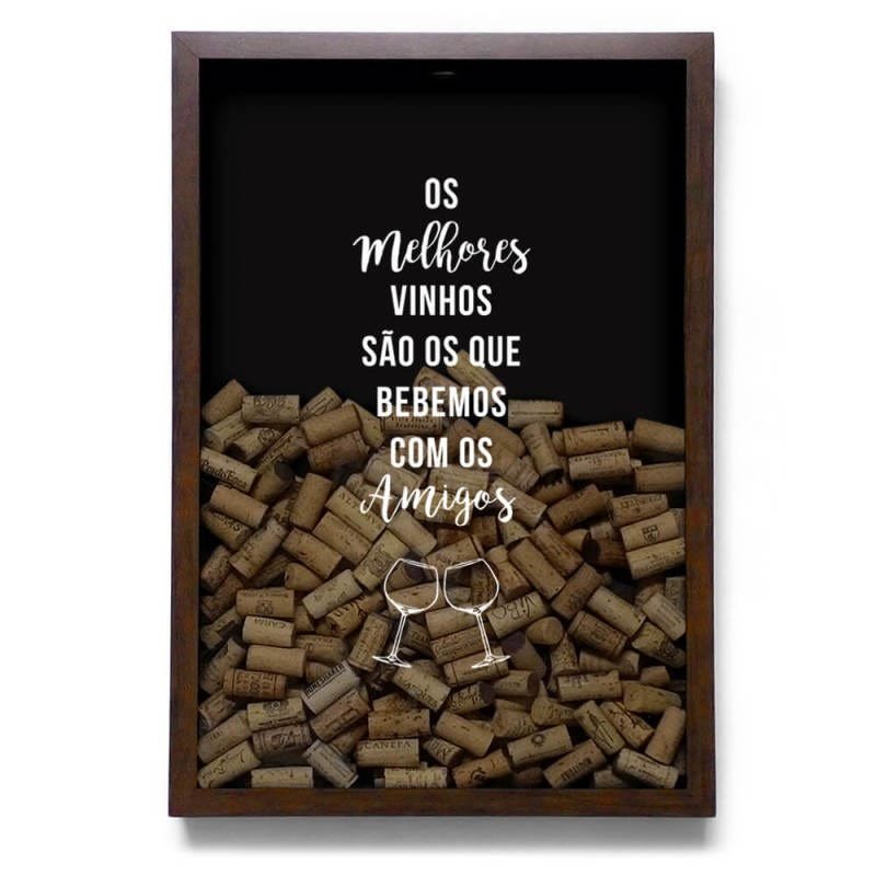 Quadro Porta Rolhas de Vinho Preto 43x63cm - Os Melhores | MadeiraMadeira