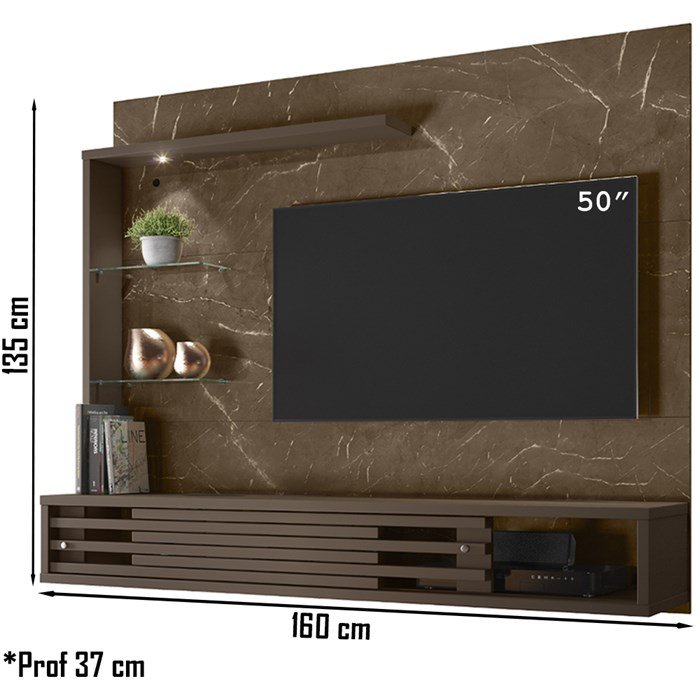 Bancada Suspensa Para TV 50 Polegadas 2801 Imperial Sepia Madetec ...