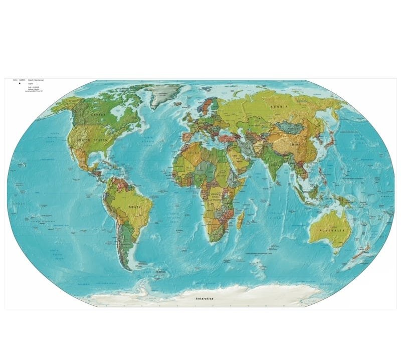 Adesivo Mapa Mundi De Parede Decorativo Vinil 120x70cm M47 | MadeiraMadeira