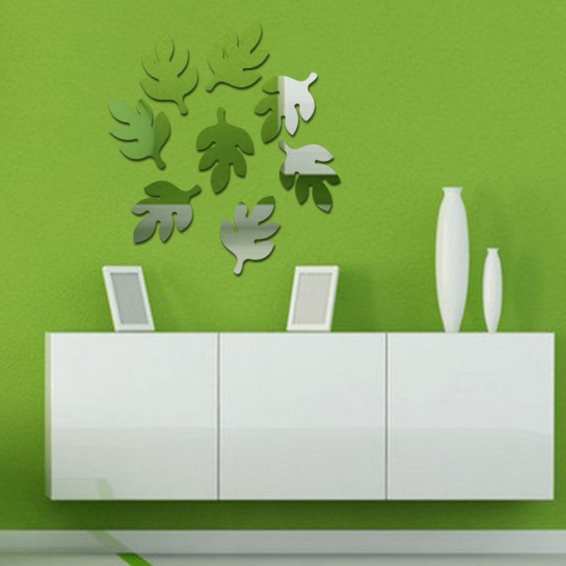Adesivo de parede em Acrílico - Espelho Mini Folhas (8 peças de ...