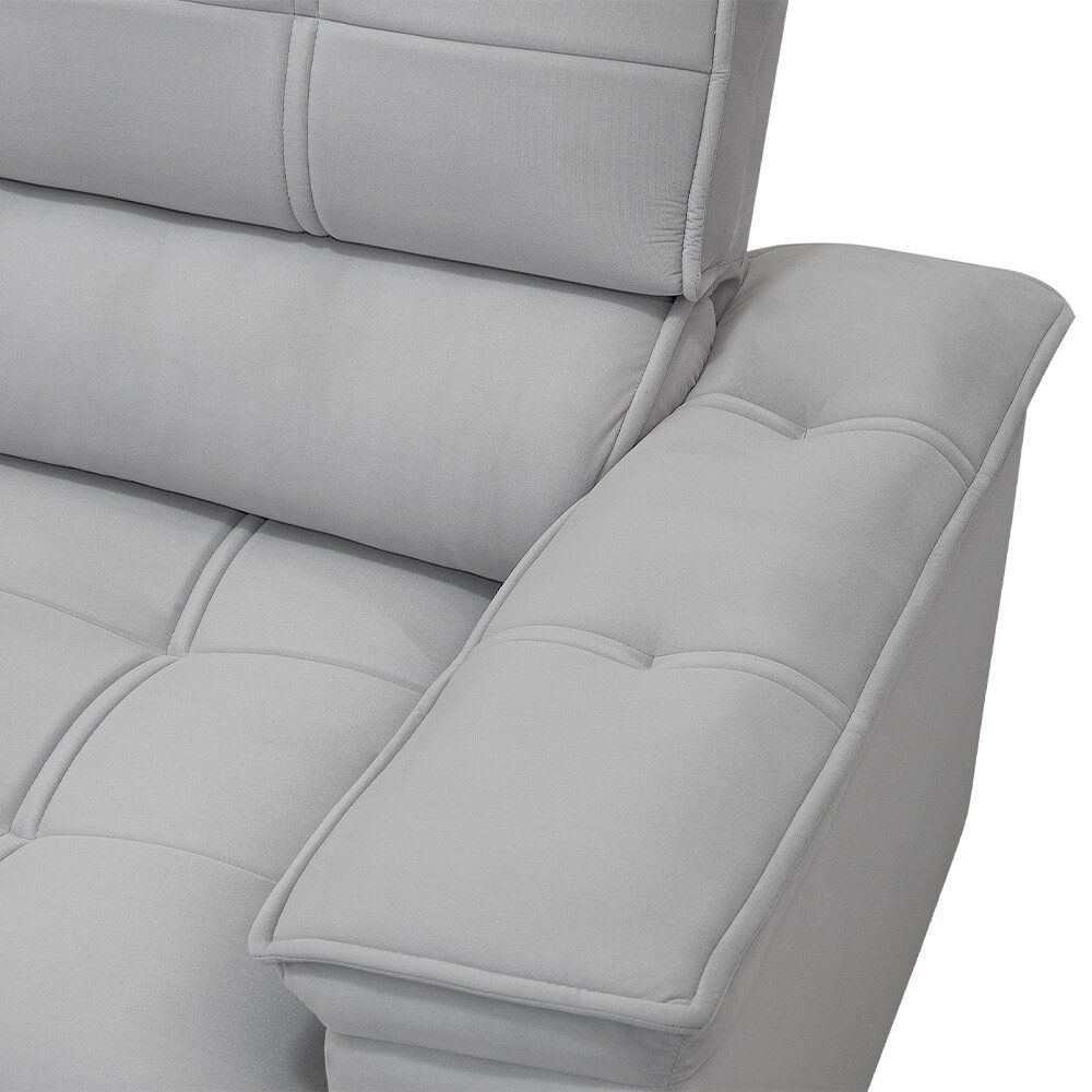 Sofá Retrátil e Reclinável Suíça Veludo Prata 200cm Fabrispuma ...