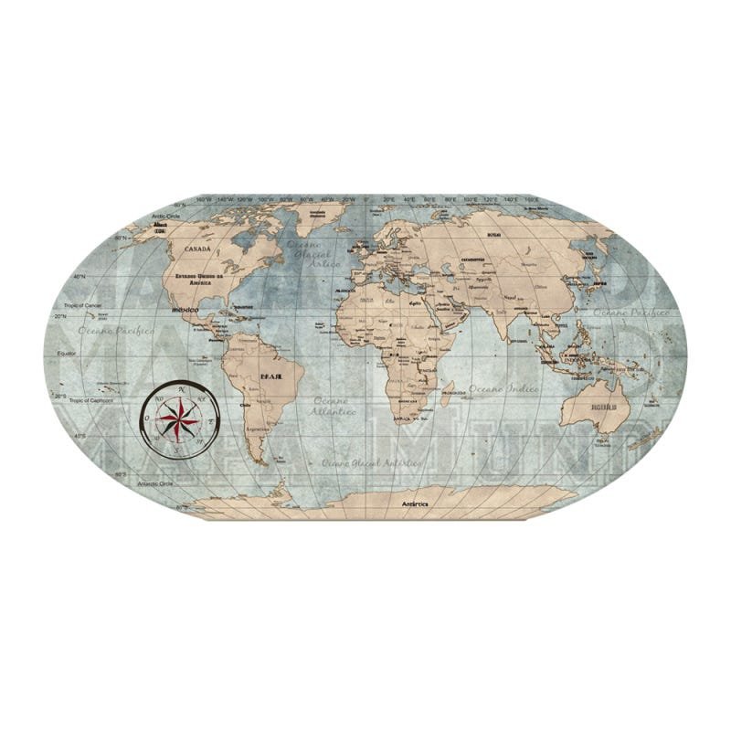 Mural Mapa Mundi Vintage Chapa de Aço | MadeiraMadeira