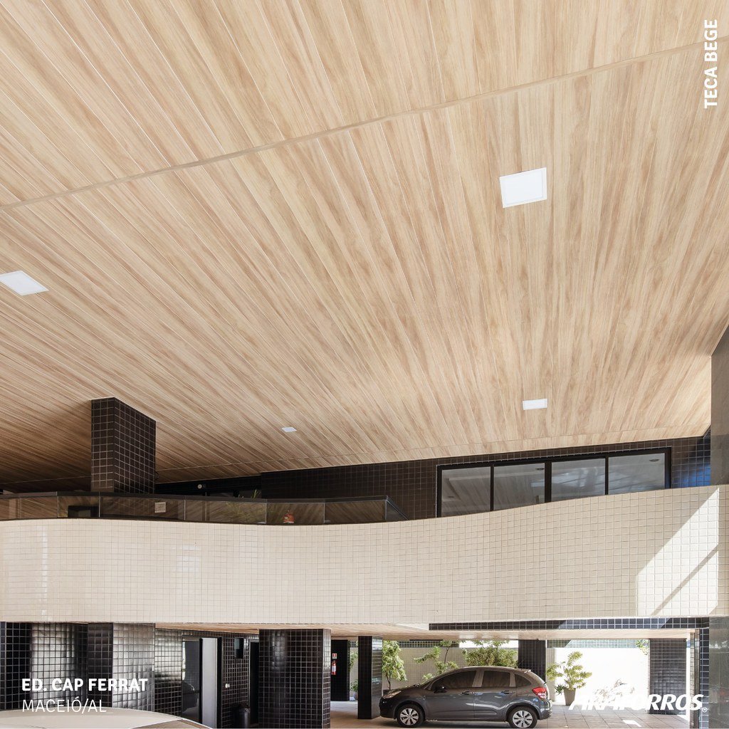 Teto Vinilico Araforros Wood Teca Bege 600x20cm | MadeiraMadeira