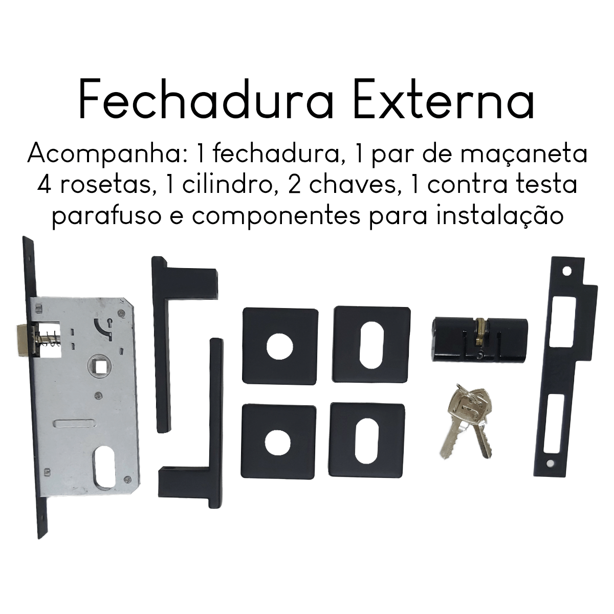 Fechadura para Porta Ferro Madeira Externa 40mm Pado Preto Fech Zm ...