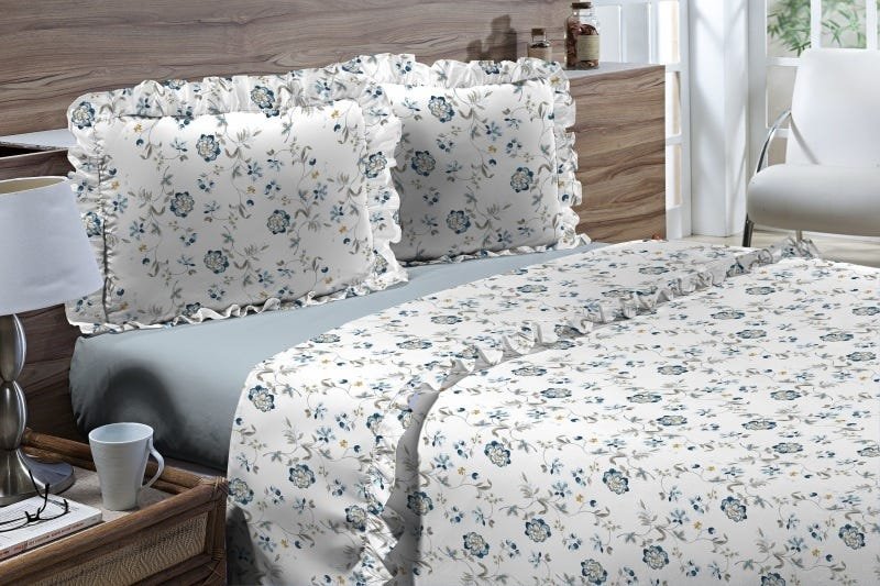 Jogo de Cama Queen 180 fios Romantique 4 peças Textil Lar | MadeiraMadeira