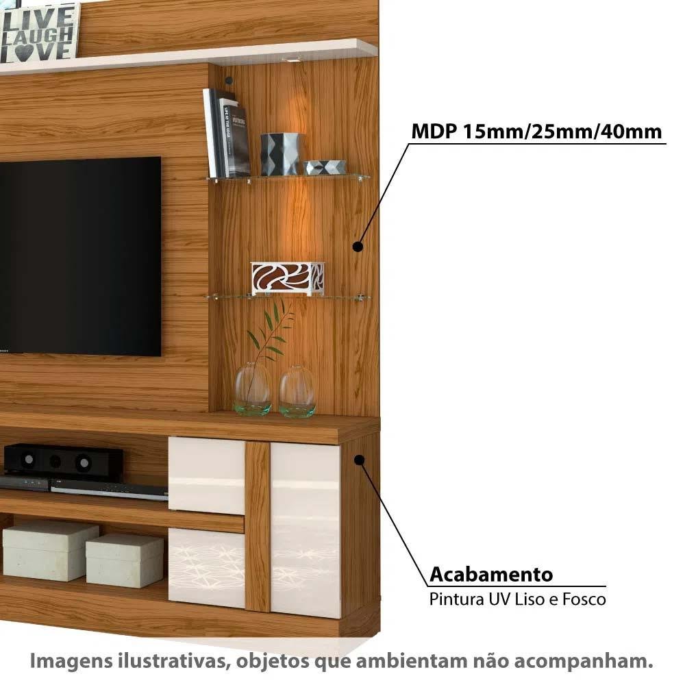 Rack com Painel Alan para TV de 55 Pol Off White Natural | MadeiraMadeira
