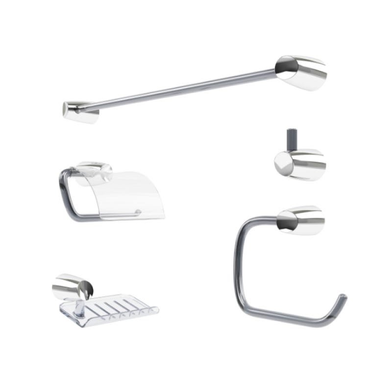 Kit De Acessórios Para Banheiro Cromado 5 Peças - Azzo | MadeiraMadeira