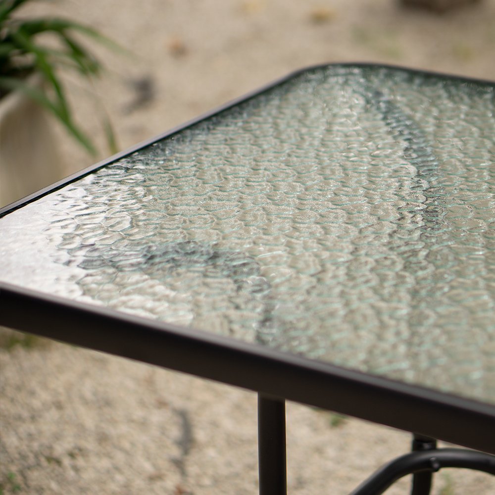 Mesa Retangular em Aço com Tampo de Vidro para Jardim e Áreas Externas ...