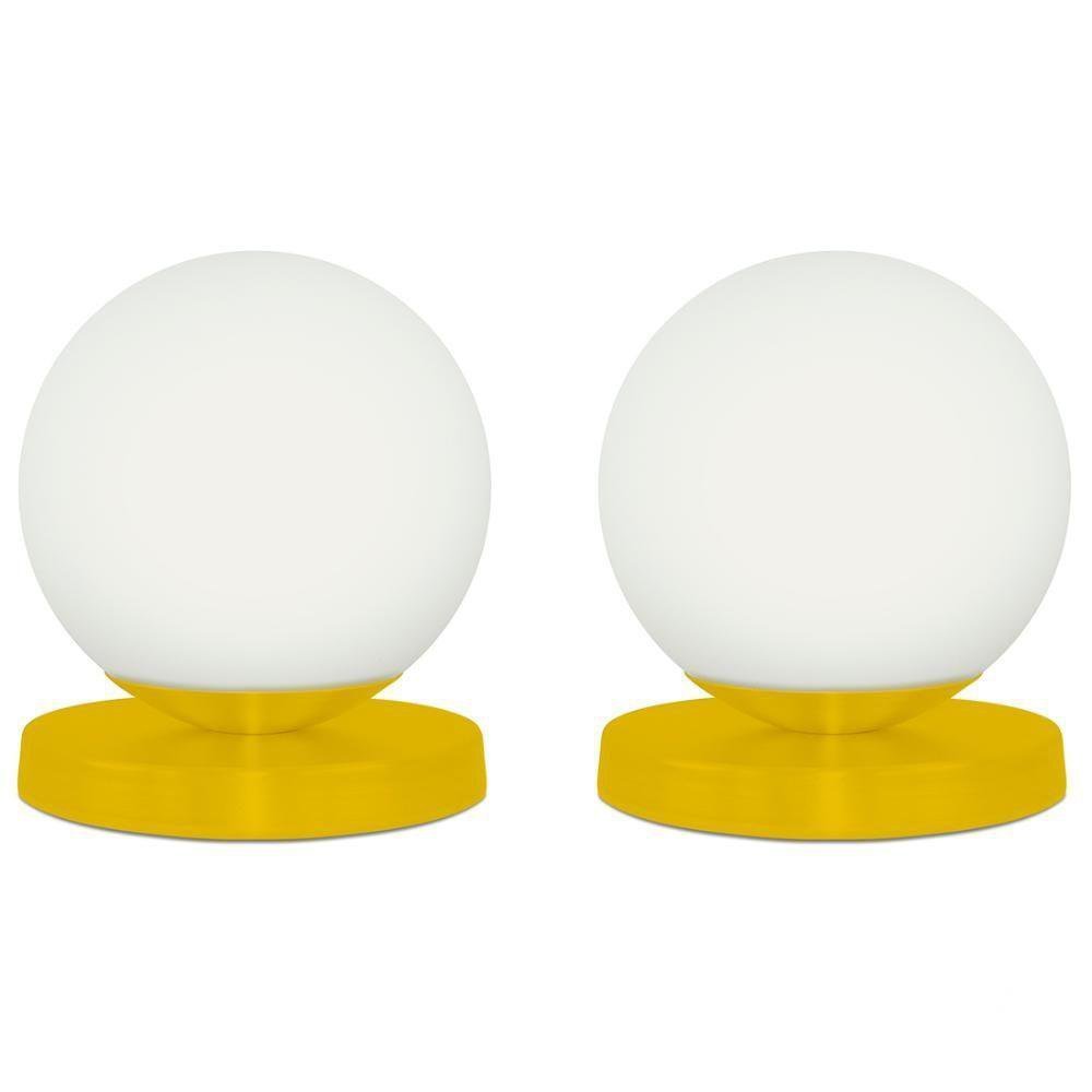 Kit 2 Luminárias De Mesa Globo Orby Amarelo Base Redonda | MadeiraMadeira