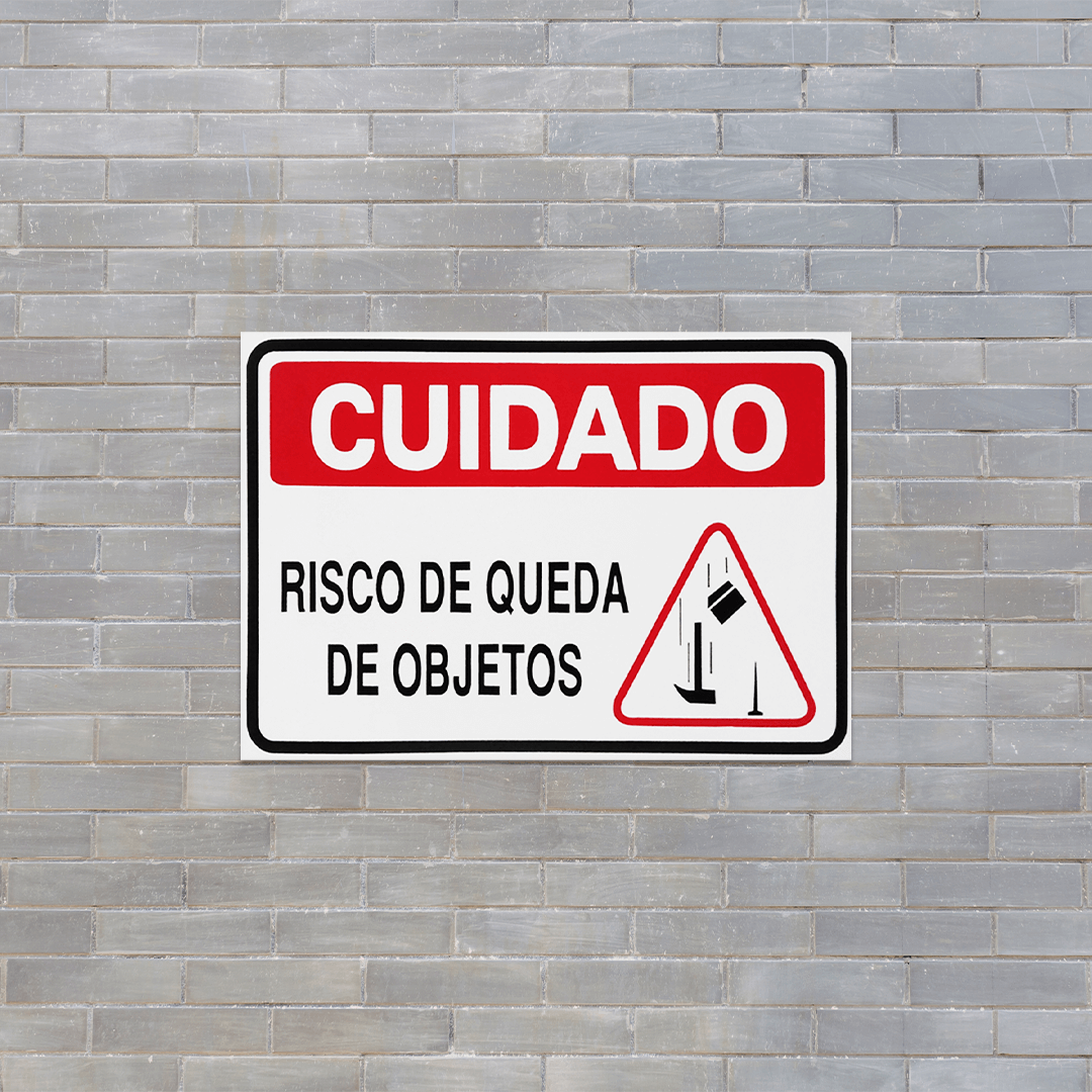 Combo 3 Placas De Sinalização Cuidado Risco De Queda De Objetos 30x20 ...