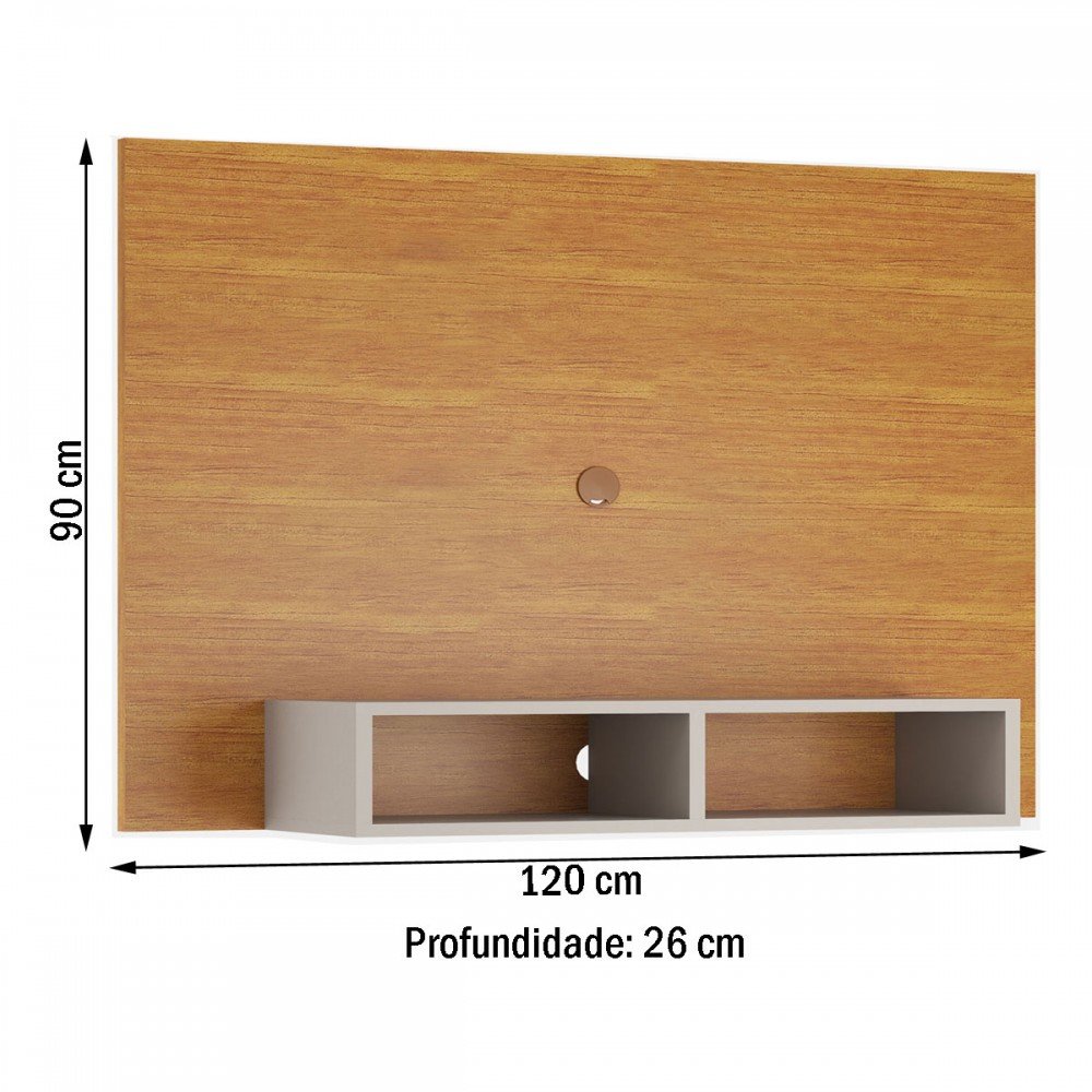 Painel para TV Até 42 Polegadas Baly 2 Nichos Mel/Off White - Viero Móveis | MadeiraMadeira