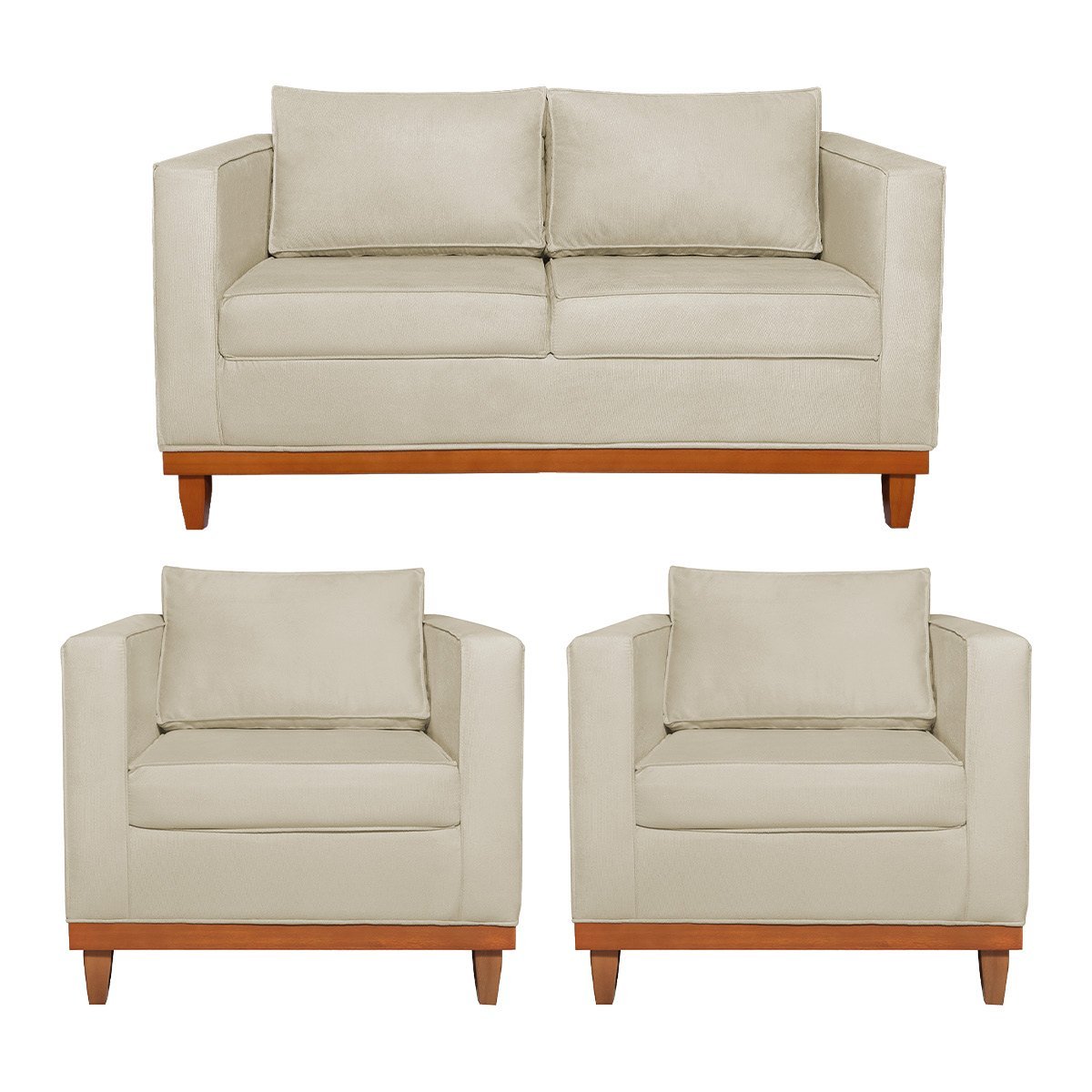 Kit Sofá 2 e 3 Lugares e 2 Poltronas Europa 180 cm Estilo Conforto e ...