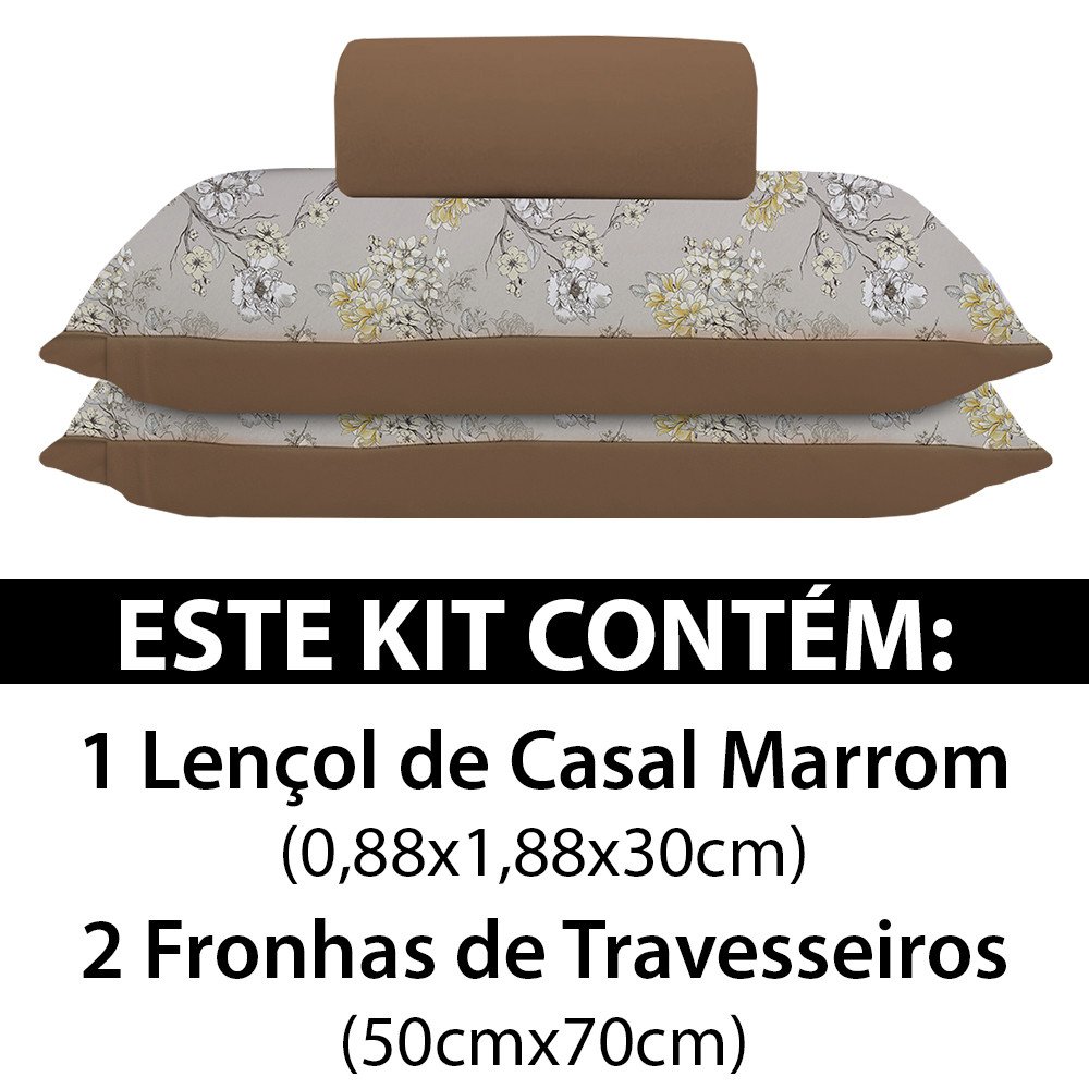 Jogo de Cama Lençol Casal 100% Algodão com Elástico Estampado Edromania ...