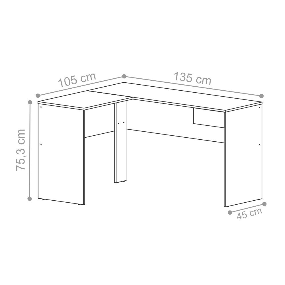 Escrivaninha em L Abby com 1 Gaveta Branco | MadeiraMadeira