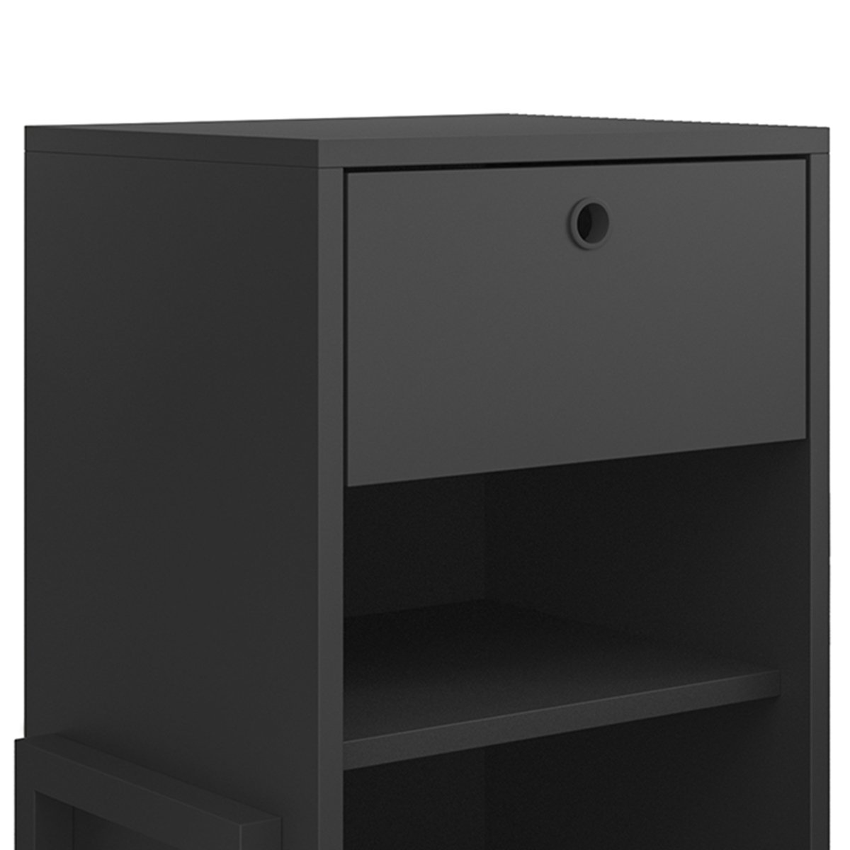 Mesa de Cabeceira Veneza MB01 1 Gaveta - ADJ Decor - Preto | MadeiraMadeira