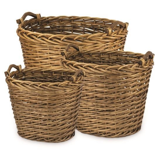 Cestos de Vime em Madeira Oval Salgueiro com Borda P/M/G | MadeiraMadeira