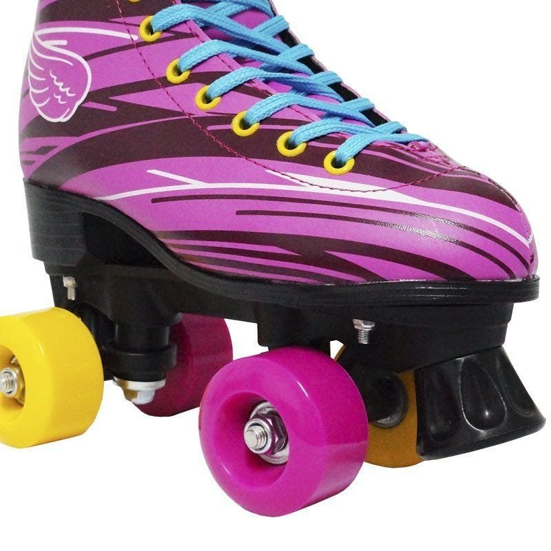 Patins Cássico Tradicional Quad 4 Rodas Roller de Rua Feminino Menina ...
