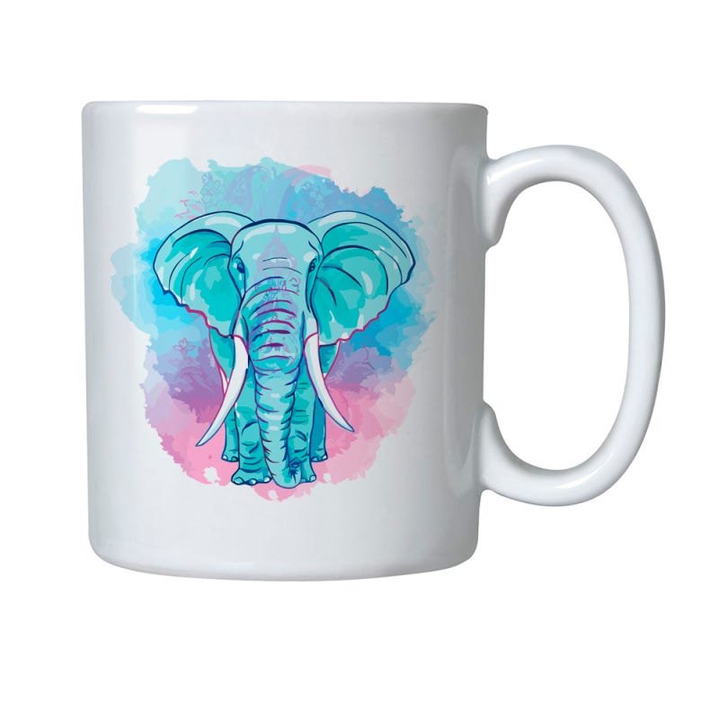 Caneca de Porcelana Elefante Cores Claras | MadeiraMadeira