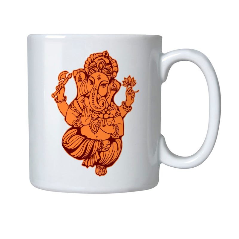 Caneca de Porcelana Elefante Esoterico Laranja | MadeiraMadeira